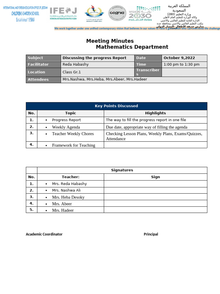 Minutes of Meeting 2 | PDF | Learning | Teaching