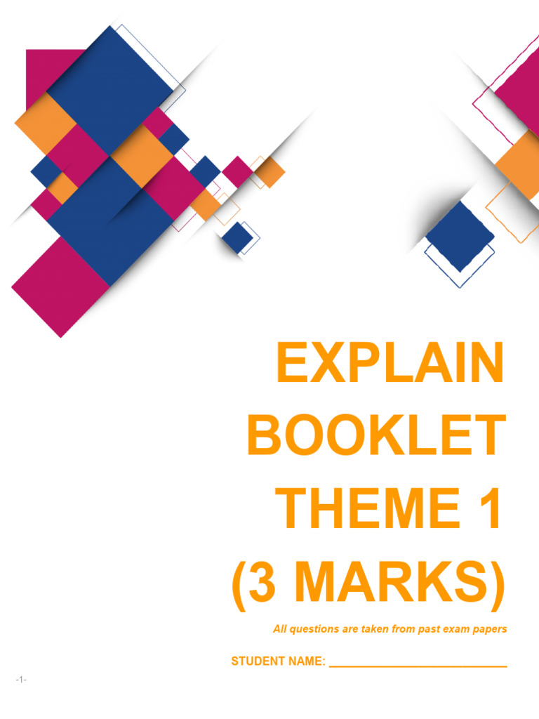 Tonima Hamid - Explain Booklet - Theme 1 (Year 10 Revision) | PDF | Marketing Research | Employment