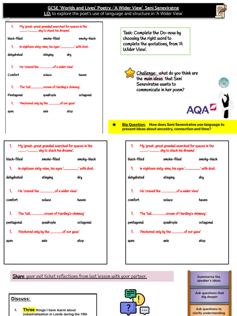 GCSE Poetry Analysis: 'A Wider View' | PDF