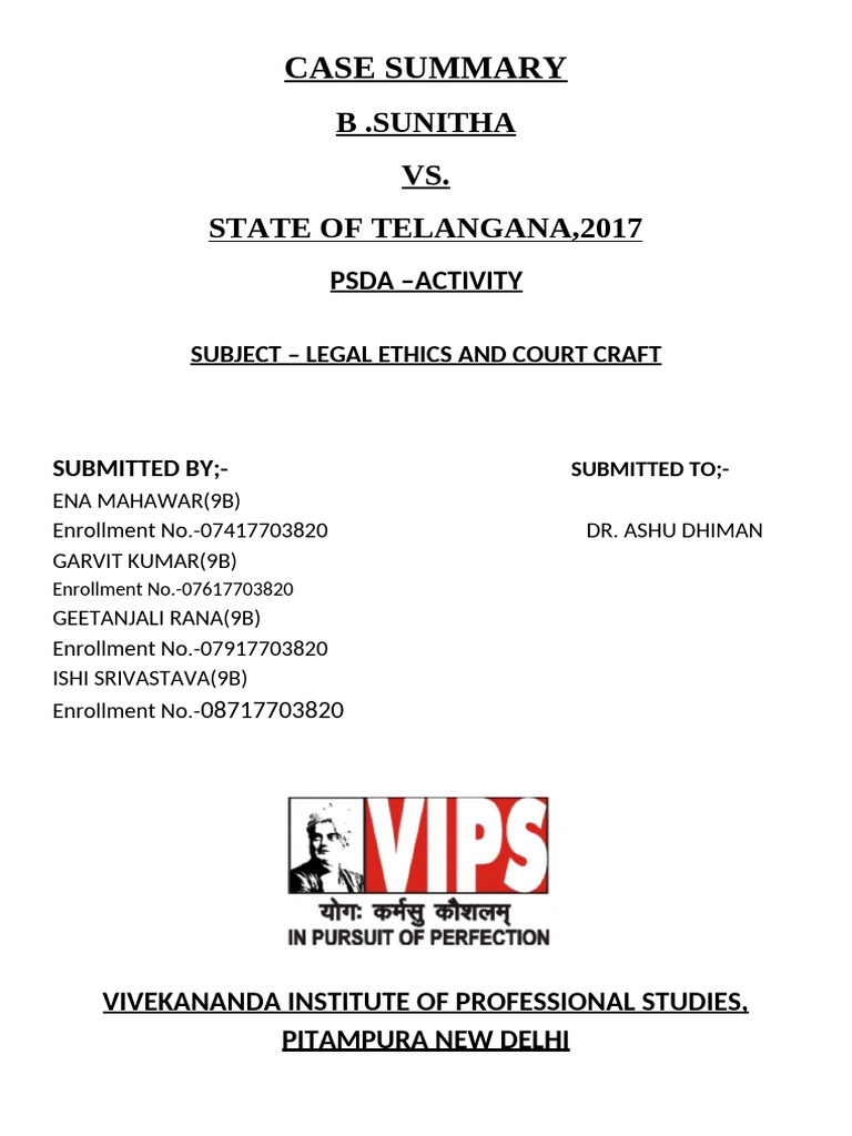 B Sunitha Vs ST of Telangana | PDF | Lawyer | Advocate