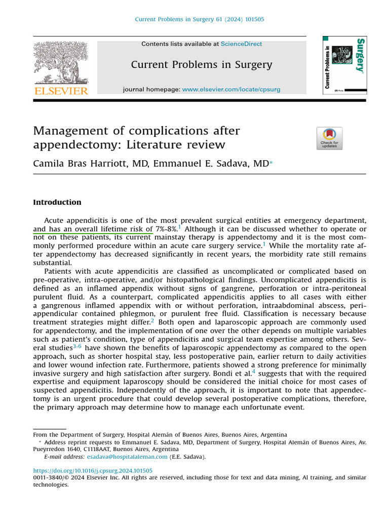Complications Post-Appendectomy Review | PDF | Surgery | Medical ...