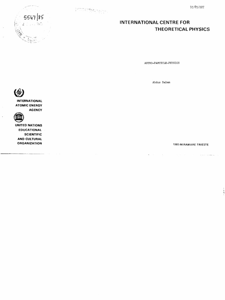 Abdus Salam Astro Particle Physics Pdf Physical Cosmology 0714