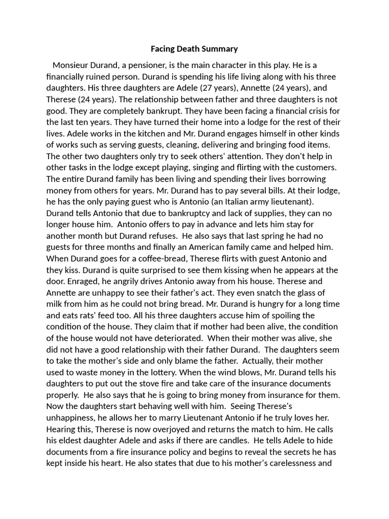 Facing Death Summary | PDF