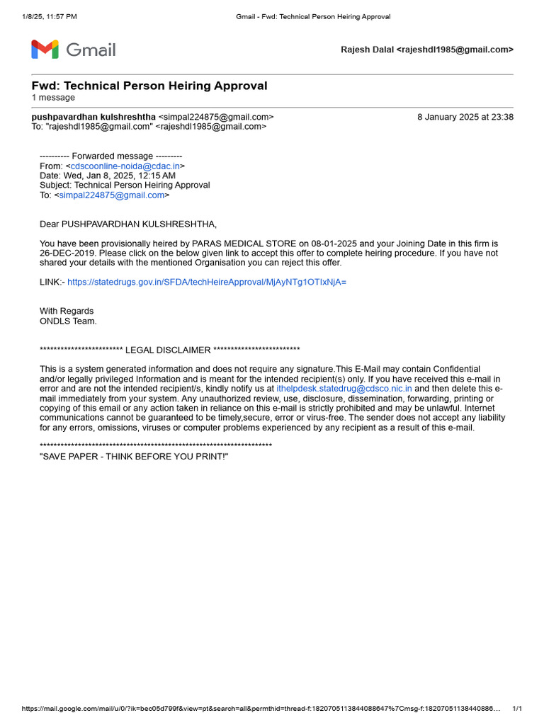 Gmail - Technical Person Heiring Approval | PDF