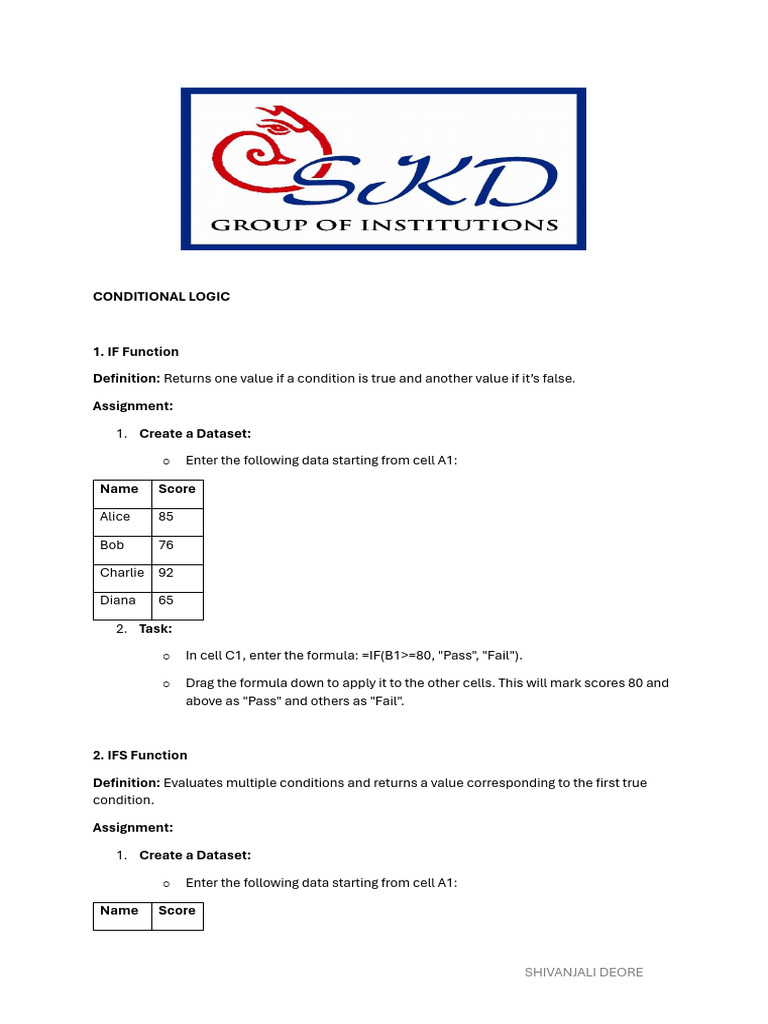 Analysis Conditional Logic | PDF | Function (Mathematics) | Formula