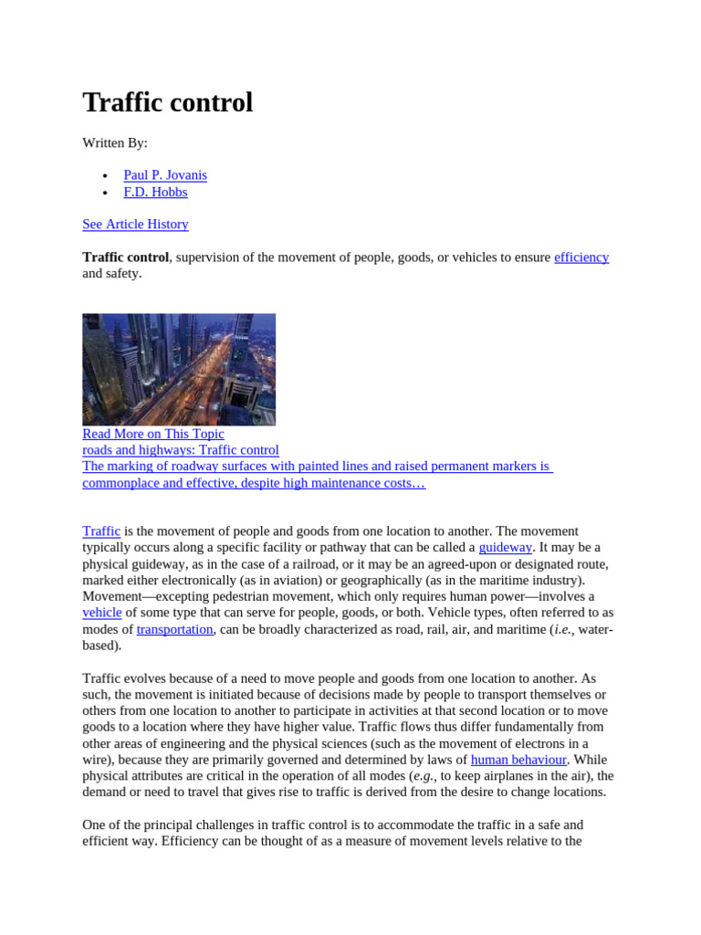 Traffic control | PDF | Traffic | Traffic Light
