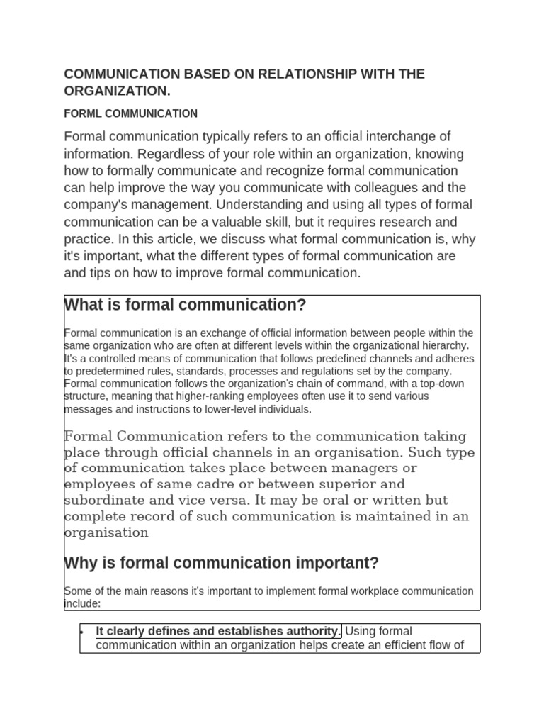 Communication Based On Relationship With The Organization | PDF ...
