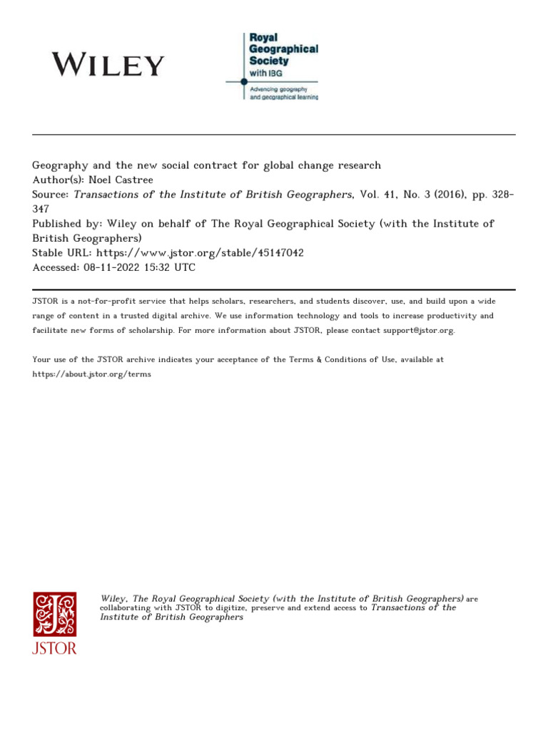 Geography and The New Social Contract For Global Change Research | PDF ...