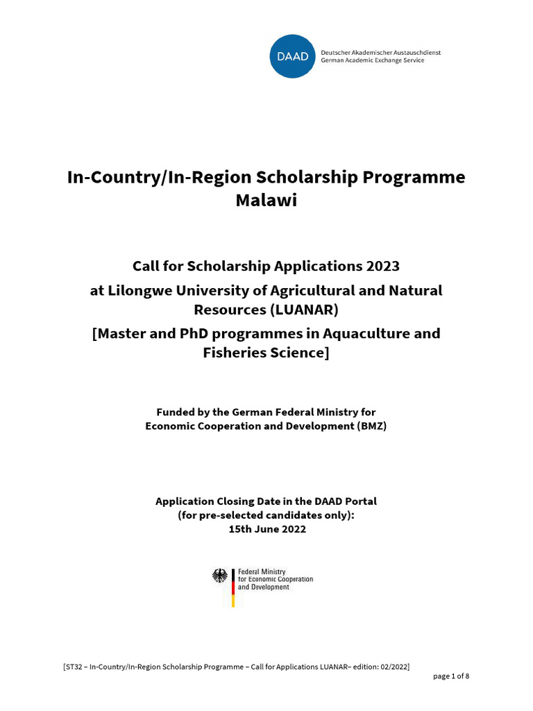 LUANAR 2023 Scholarship Applications | PDF | Doctor Of Philosophy