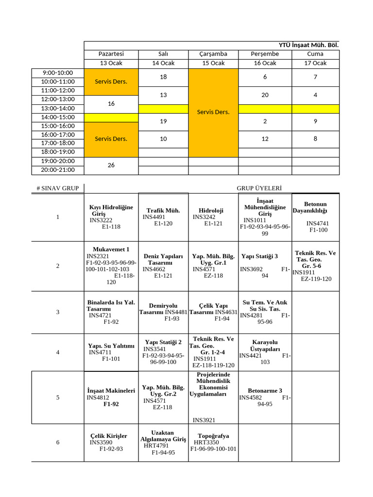 Final Sinav Programi Turkce Ingilizce | PDF