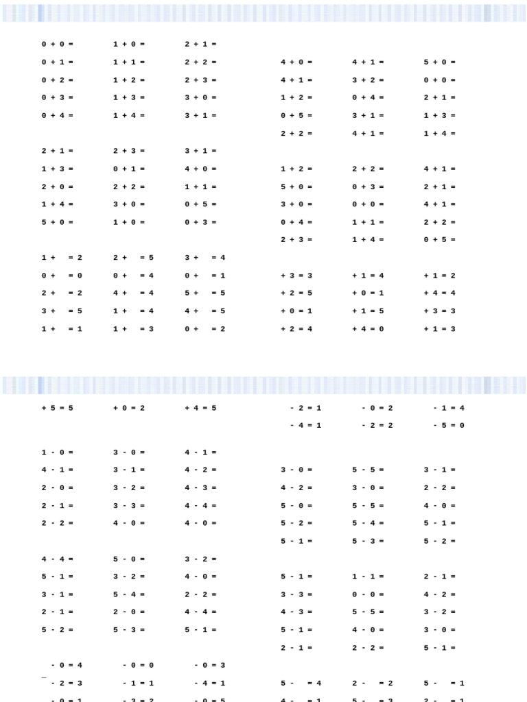 Összeadás, Kivonás, Hiányos Műveletek 5-Ig | PDF