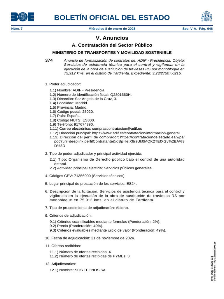 Boe B 2025 374 | PDF | Administración Pública | Gobierno