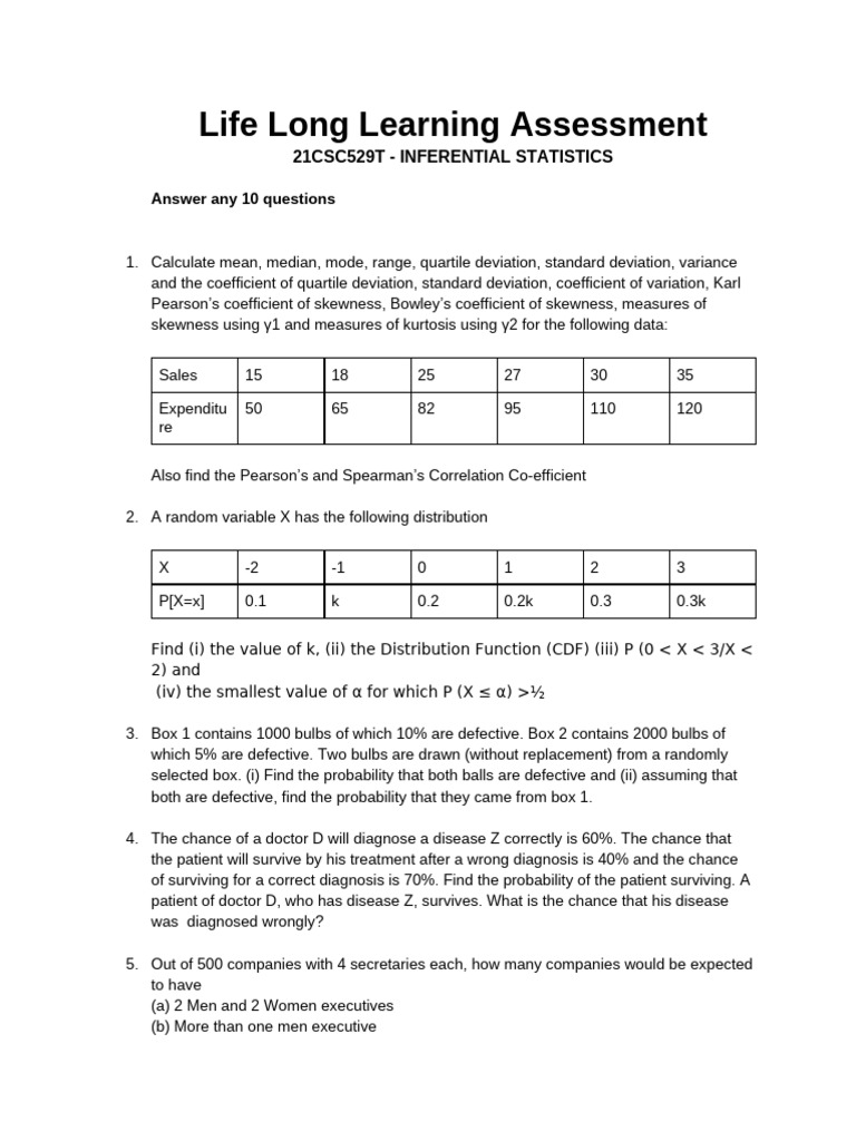 IFS Assignment LLT | PDF | Standard Deviation | Skewness