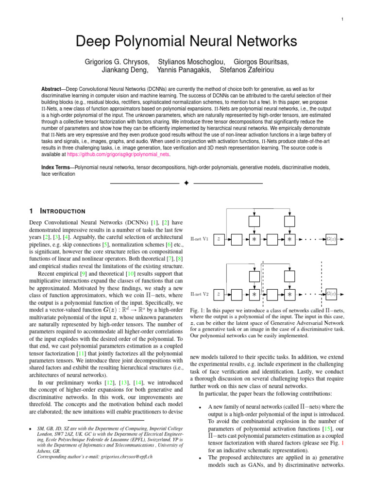 2021 Deep Polynomial Neural Networks | PDF | Artificial Neural Network | Matrix (Mathematics)