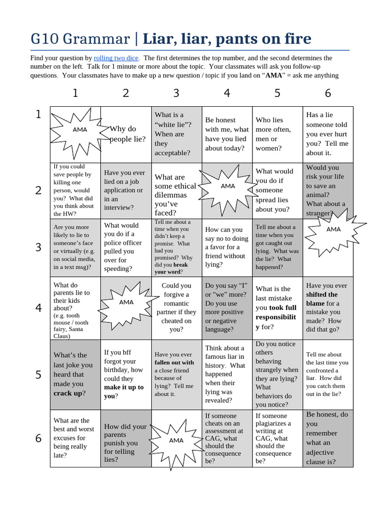 ADV4 2.1 Adj Clause + Liar Dice Game | PDF | Adjective | Pronoun