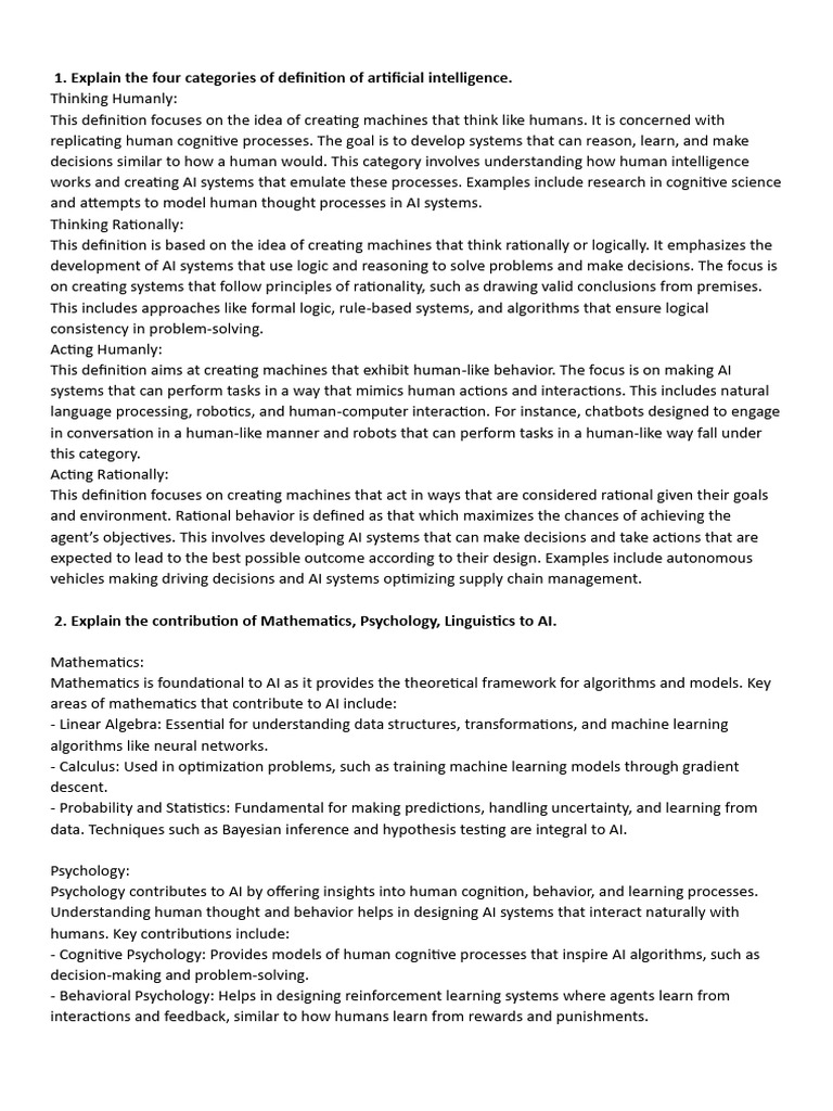 AI unit 1 | PDF | Artificial Intelligence | Intelligence (AI) & Semantics