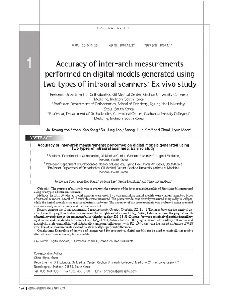 Accuracy of Inter-Arch Measurements Performed On Digital Models ...
