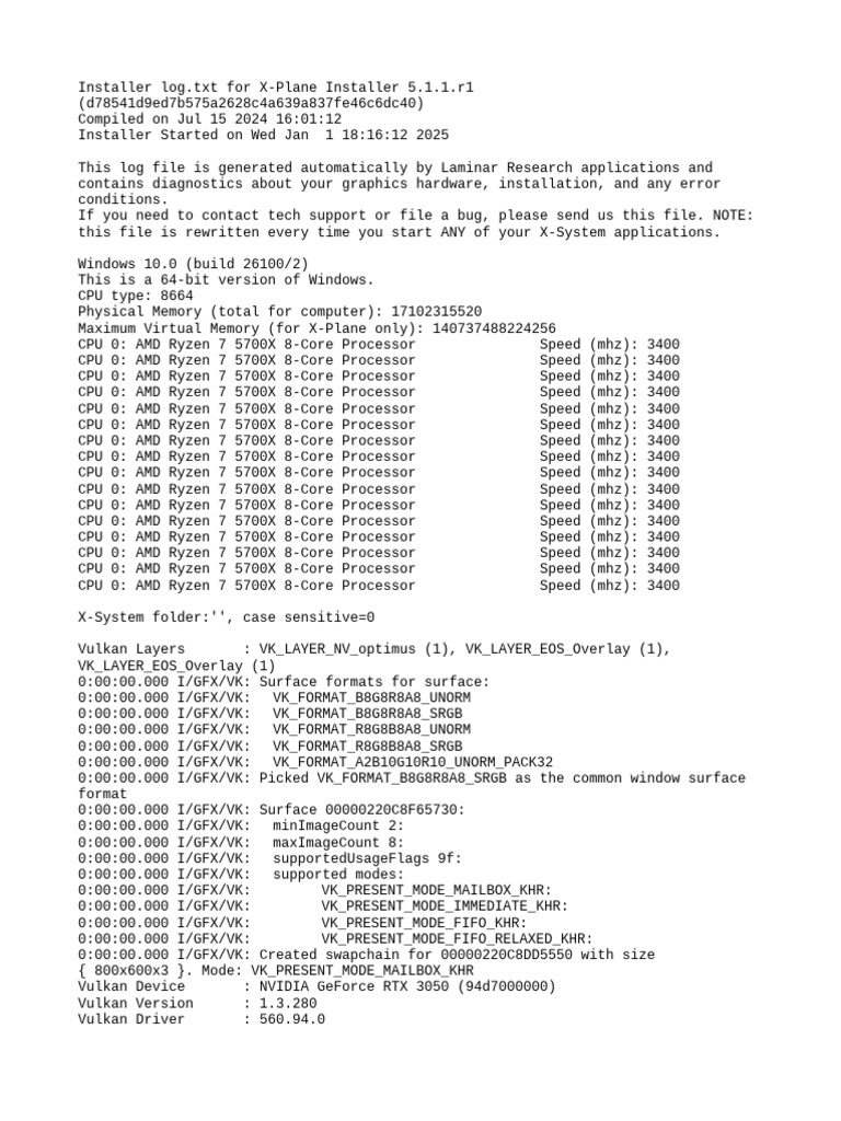 X-Plane Installer Log | PDF | Central Processing Unit | System Software