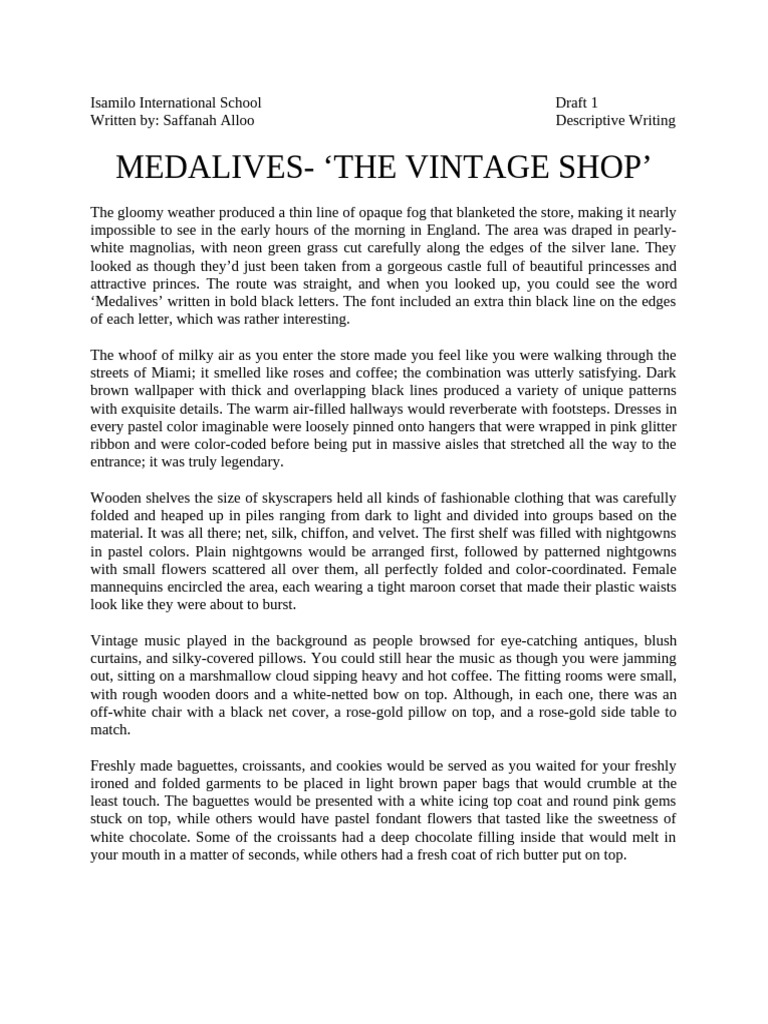 Descriptive Draft 1 | PDF | Clothing | Fashion