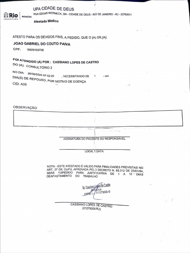 Atestado Gabriel - Turma 13434 | PDF