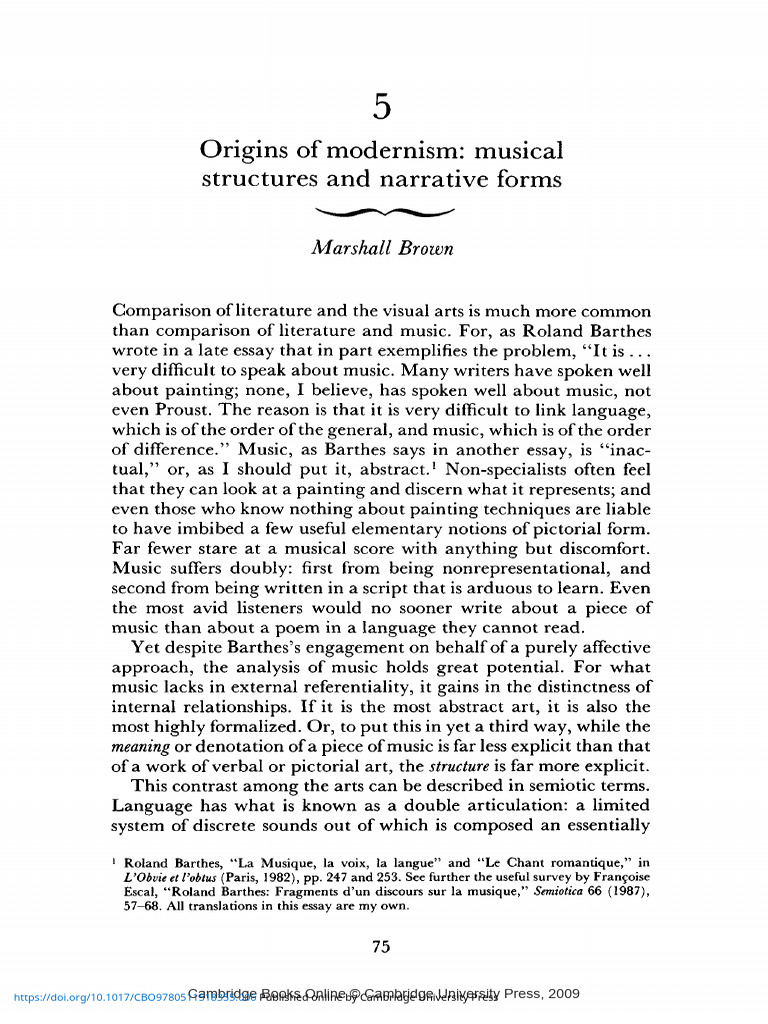Origins of Modernism Musical Structures and Narrative Forms | PDF ...
