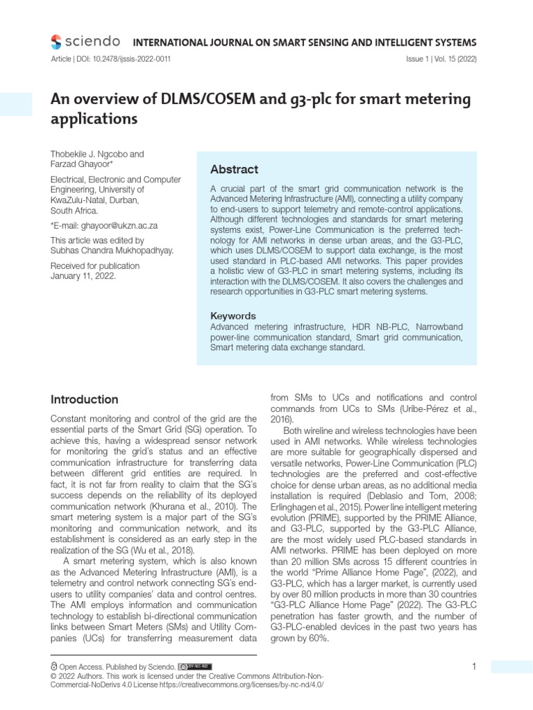 An Overview of DLMSCOSEM and g3plc For Smart Metering Applications | PDF | Computer Network ...