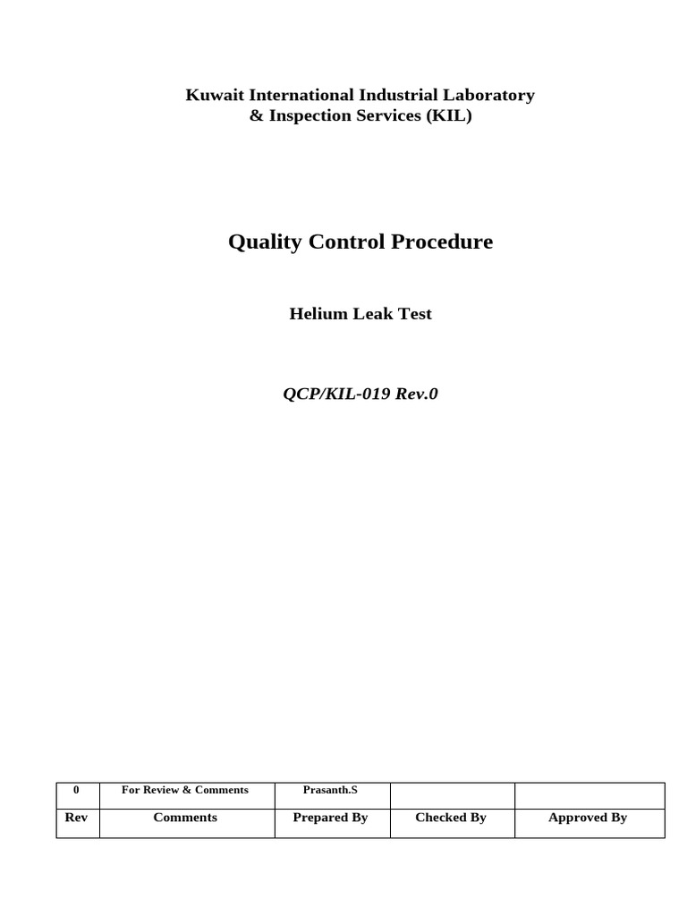 Helium Leak Testing Procedure | PDF | Leak | Helium