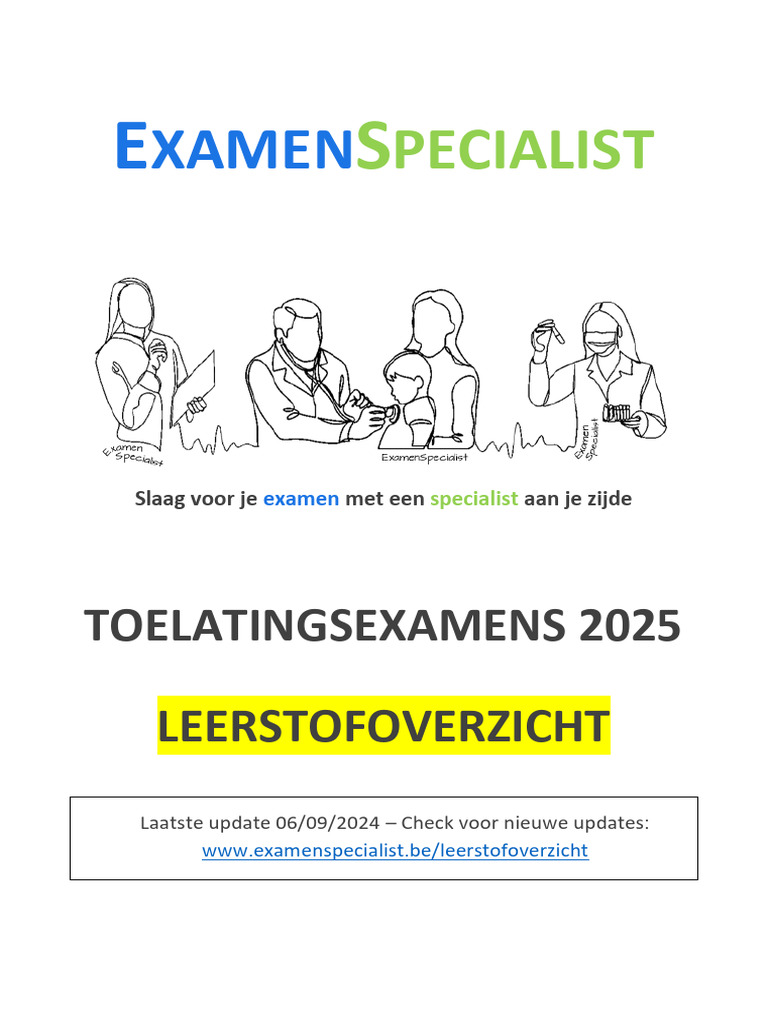 ExamenSpecialist - Leerstofoverzicht 2025 (Laatste Update 06-09-2024) | PDF