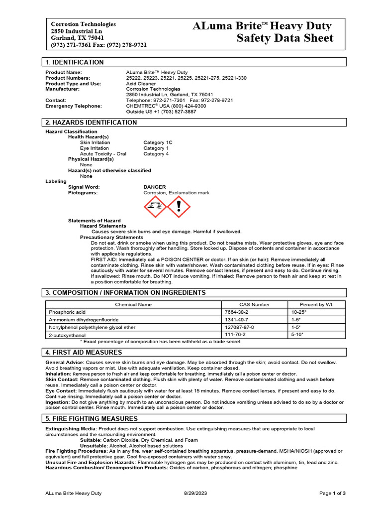 ALuma Brite Heavy Duty SDS | PDF | Firefighting | Fires