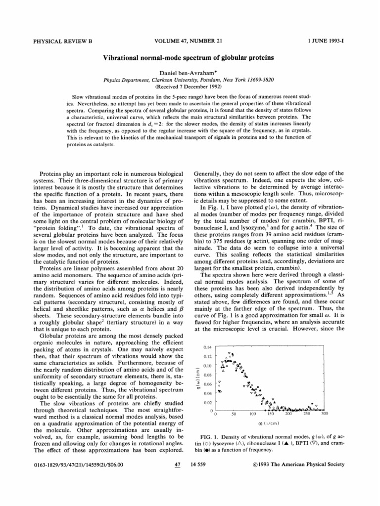 Ben Avraham 1993 | PDF | Proteins | Spectral Density