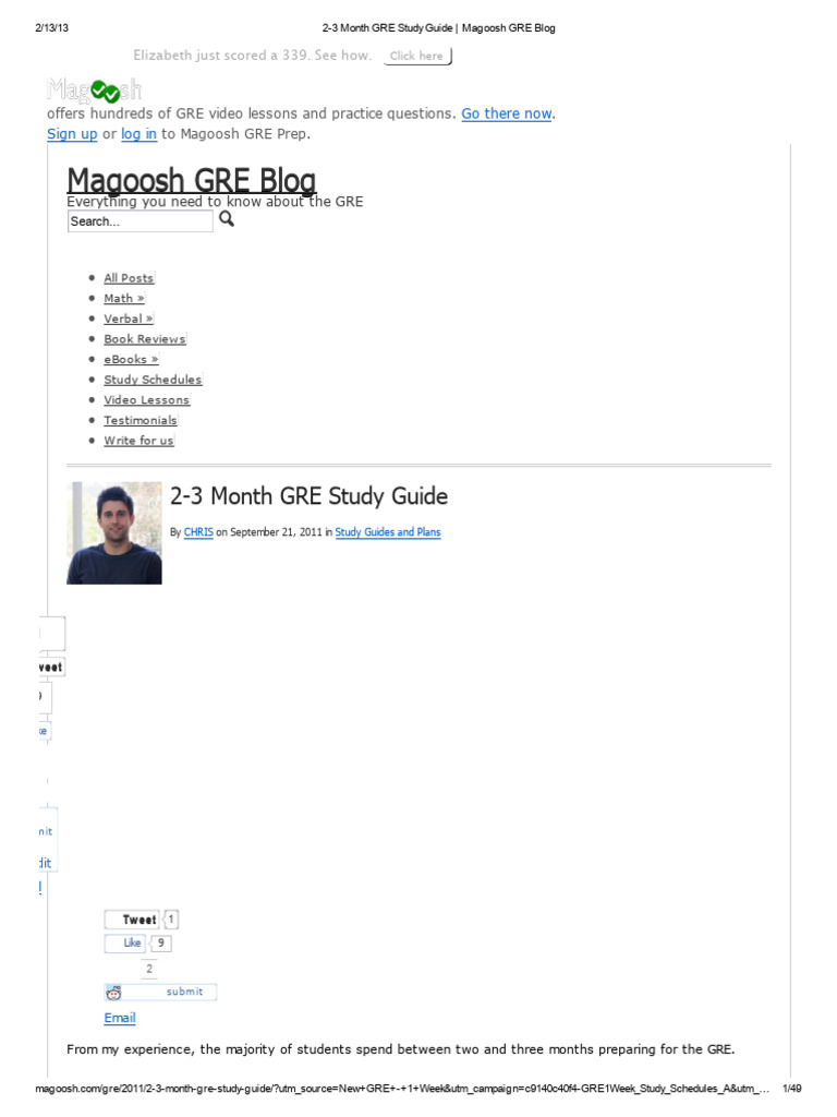 2-3 Month GRE Study Guide _ Magoosh GRE Blog | PDF | Graduate Record ...