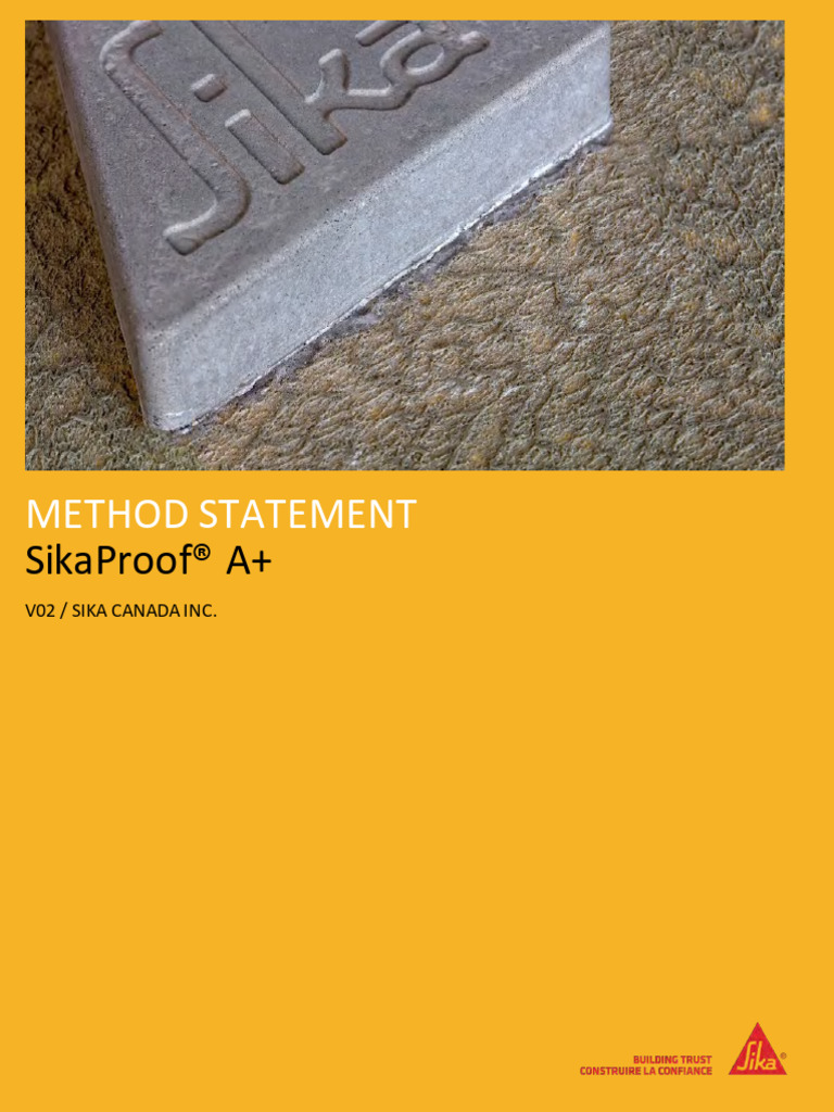 Method Statement - Sikaproof A Plus - Web - en | PDF | Concrete | Deep ...