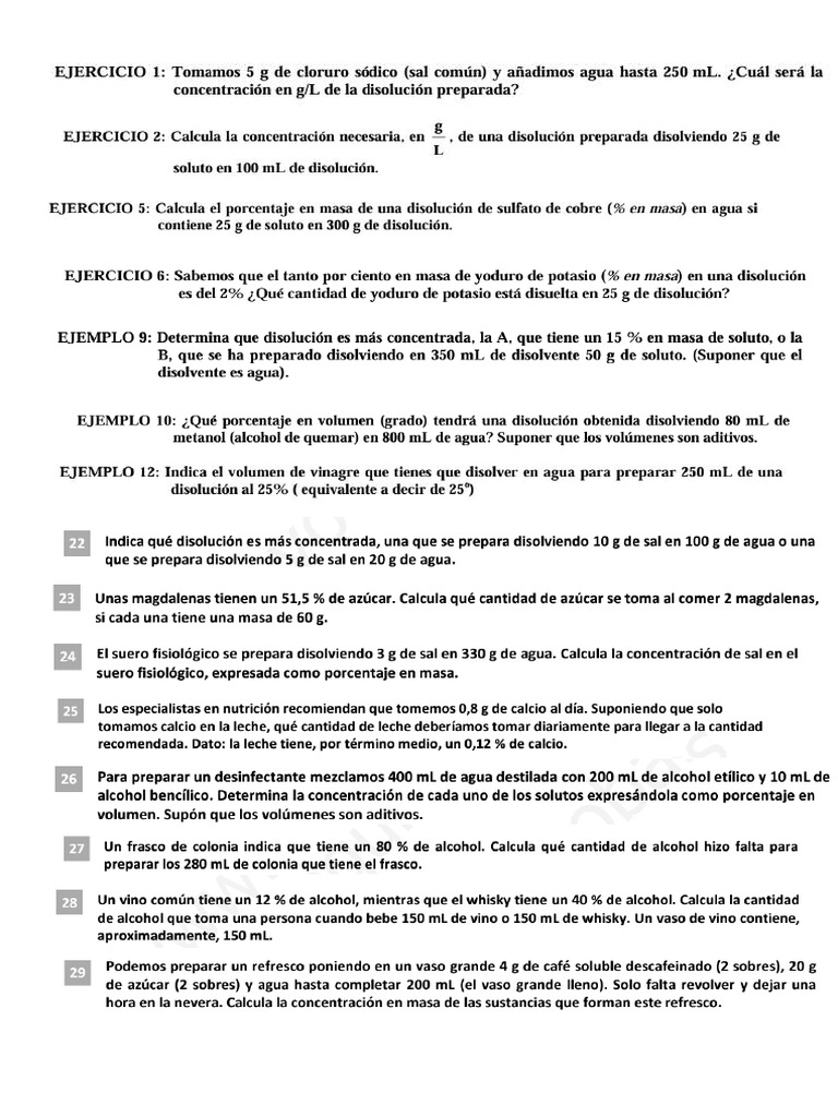 Tema 2 Ejercicios Disoluciones | PDF