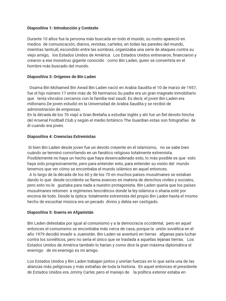 guion presentacion bin laden | PDF | Osama Bin Laden | Al Qaeda