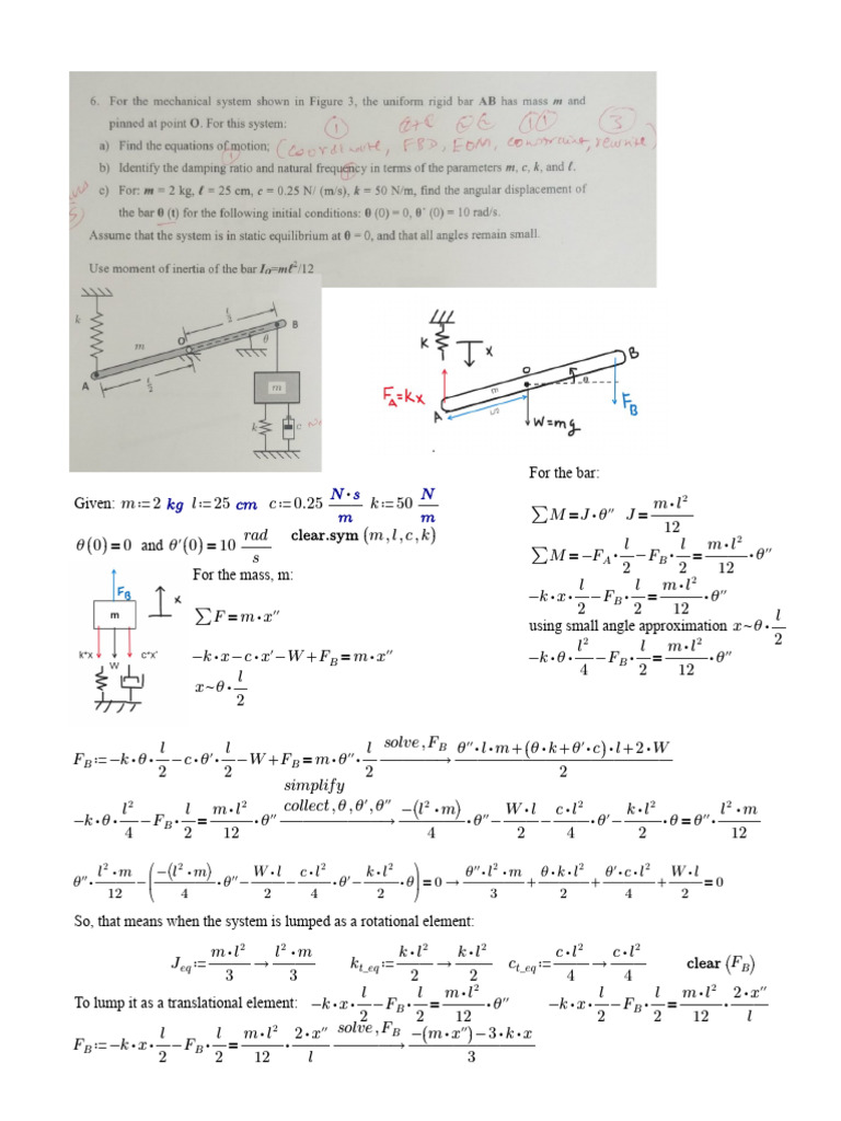 Complete Answer To Vibration Question | PDF | Mechanics | Classical Mechanics
