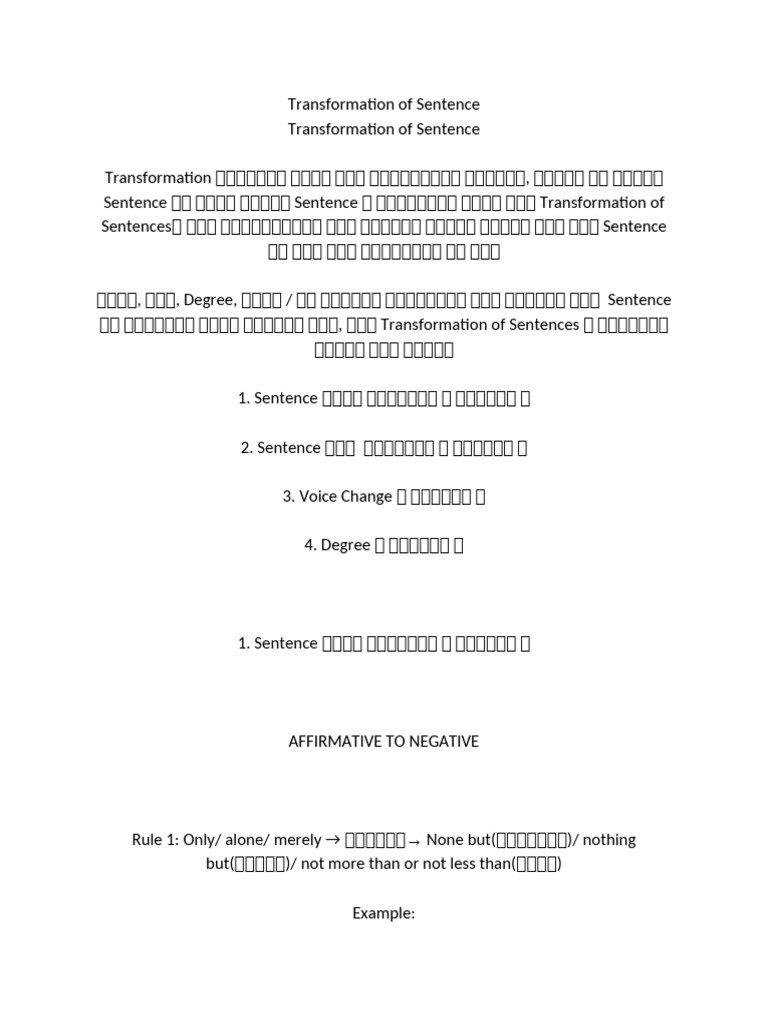 Transformation of Sentence | PDF | Verb | Linguistics