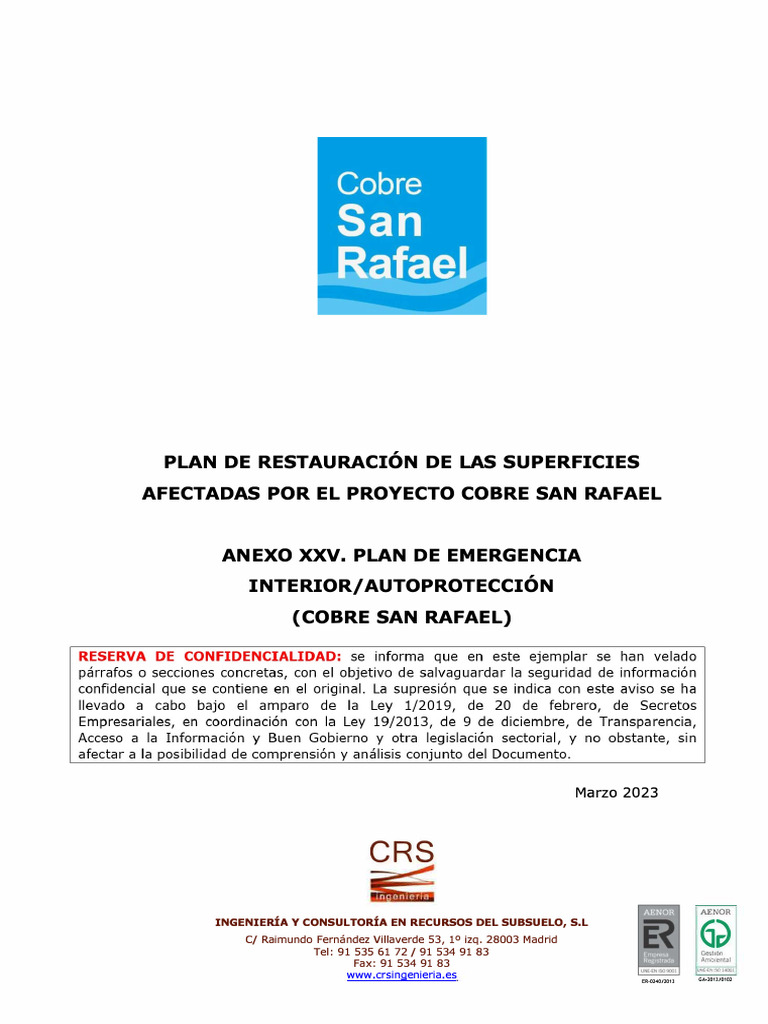 Pr26 Bis Anexo 25 Plan Emergencia Interior-Autoprotecc | PDF | Riesgo ...