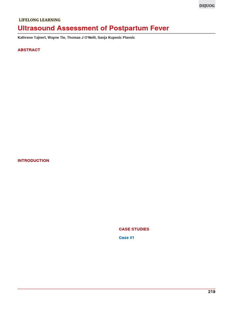 Ultrasound for Postpartum Fever Assessment | PDF | Urinary Tract ...