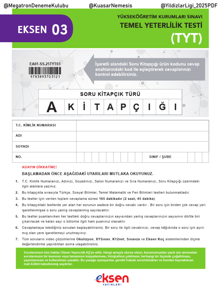 2025 Eksen TYT-3 | PDF