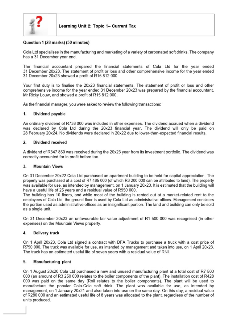 UNISA Financial Acc: Self Assessment Activity 2.3 - Updated | PDF | Taxes | Dividend