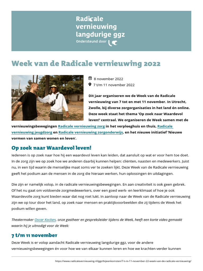 7 T M 11 November 22 Week Van de Radicale Vernieuwing | PDF