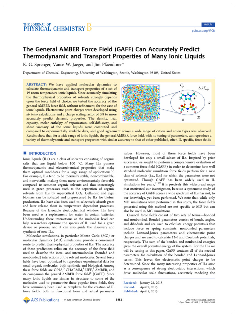 Sprenger Et Al. - 2015 - The General AMBER Force Field (GAFF) Can ...