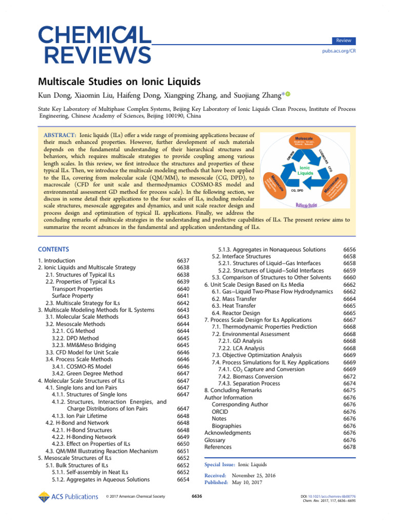 Dong Et Al. - 2017 - Multiscale Studies On Ionic Liquids | PDF | Viscosity | Differential ...