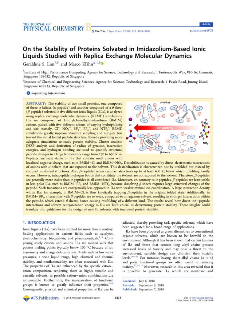 Lim and Klähn - 2018 - On the Stability of Proteins Solvated in ...