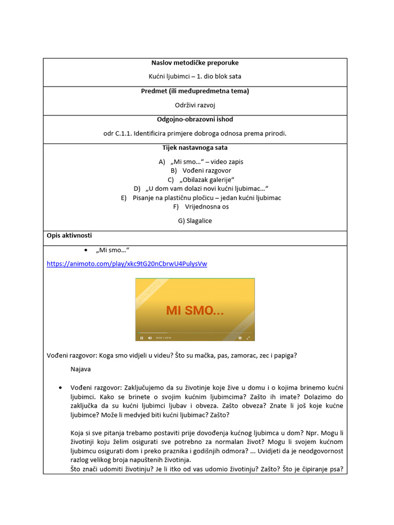 Kuni Ljubimci - 1 Dio Blok Sata | PDF