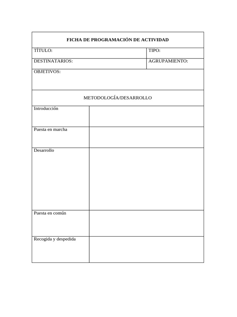 Modelo Ficha Actividad | PDF