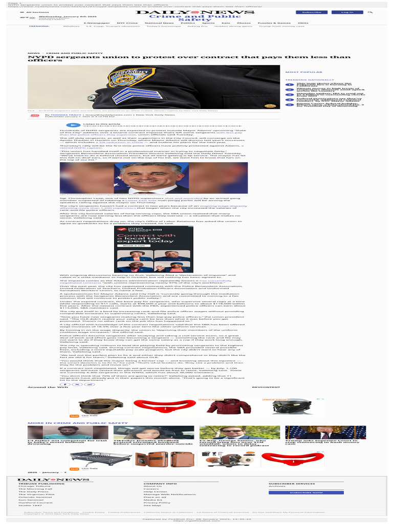 NYPD Sergeants Union To Protest Over Contract That Pays Them Less Tha ...