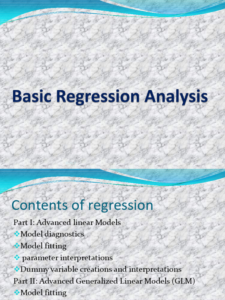 Advanced Regression and GLM Techniques | PDF
