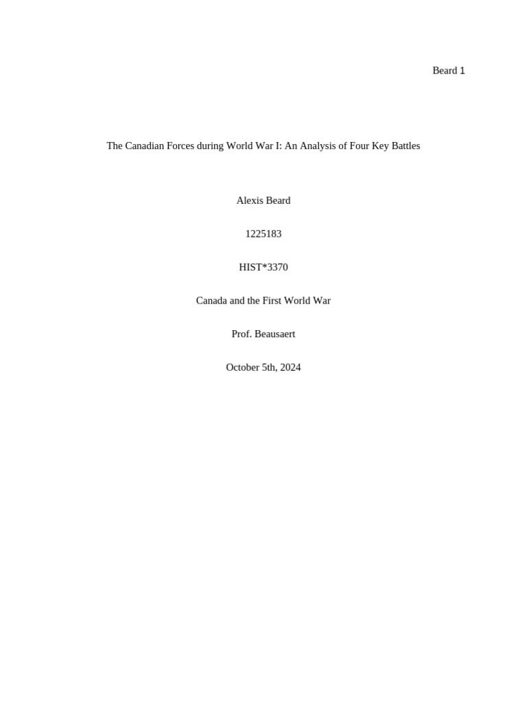 Key Canadian Battles in WWI Analysis | PDF | Battles | World War I