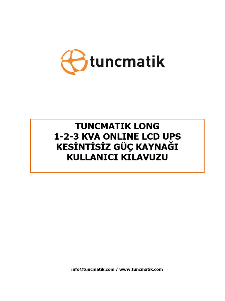 KGK - Long 1-3kVA KullanYcY KYlavuzu Tr-1 | PDF